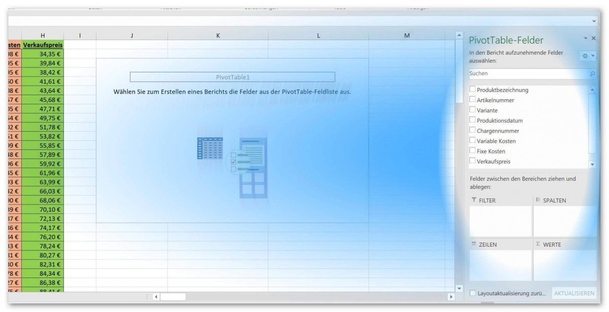 How to conveniently create a Pivot Table and a Pivot Chart in Excel