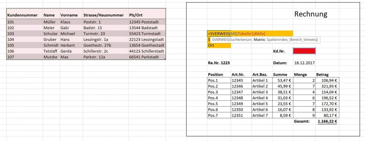 SVerweis und WVerweis in Excel anwenden - Tutorial