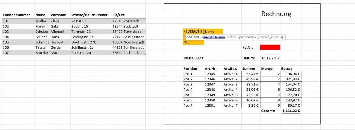 SVerweis und WVerweis in Excel anwenden - Tutorial