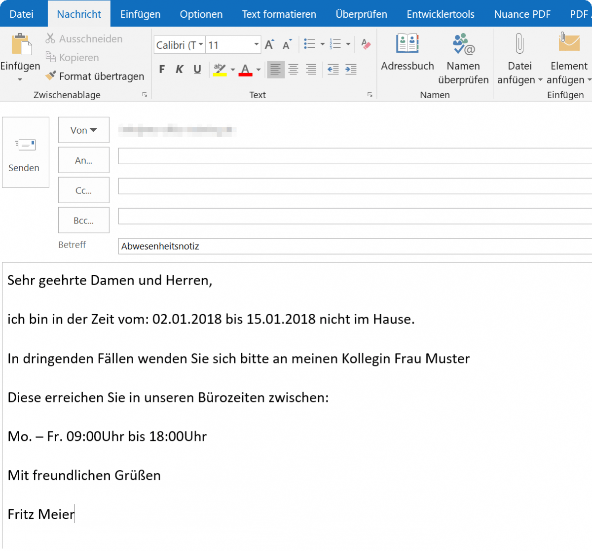 Create Out of Office Notice in Microsoft Outlook -Office365