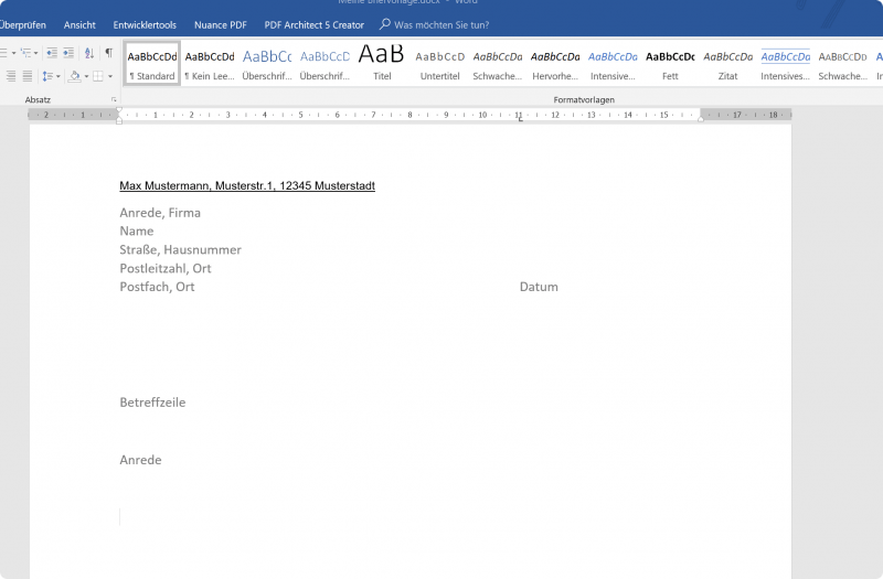 Word Briefvorlage erstellen - Nach DIN 5008 - Word Formulare