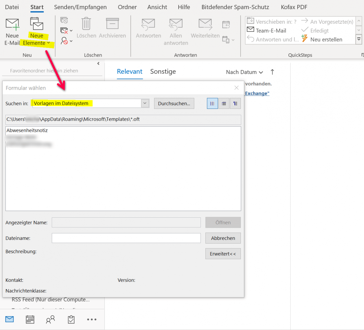 Email Vorlagen in Outlook anlegen - Email Formulare anlegen