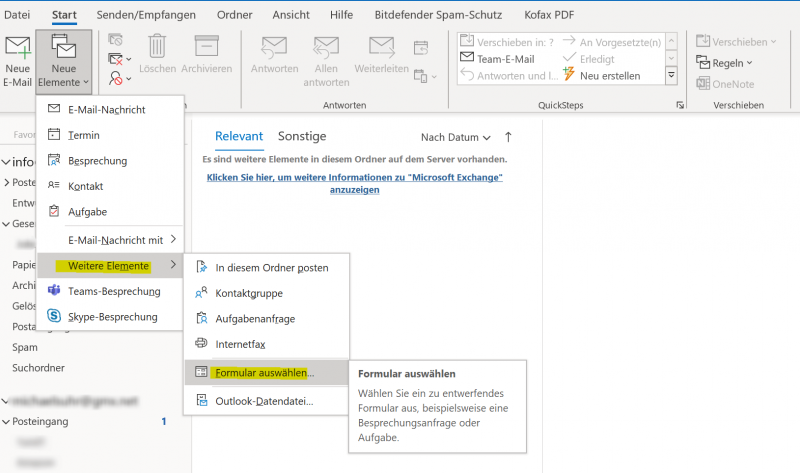Email Vorlagen in Outlook anlegen - Email Formulare anlegen