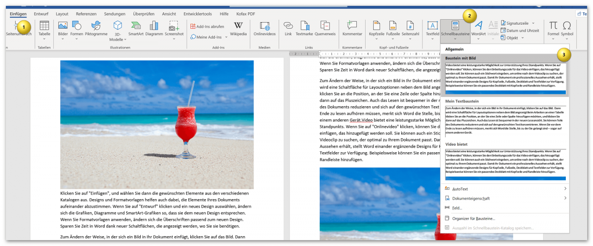 Create and save your own text modules in Word