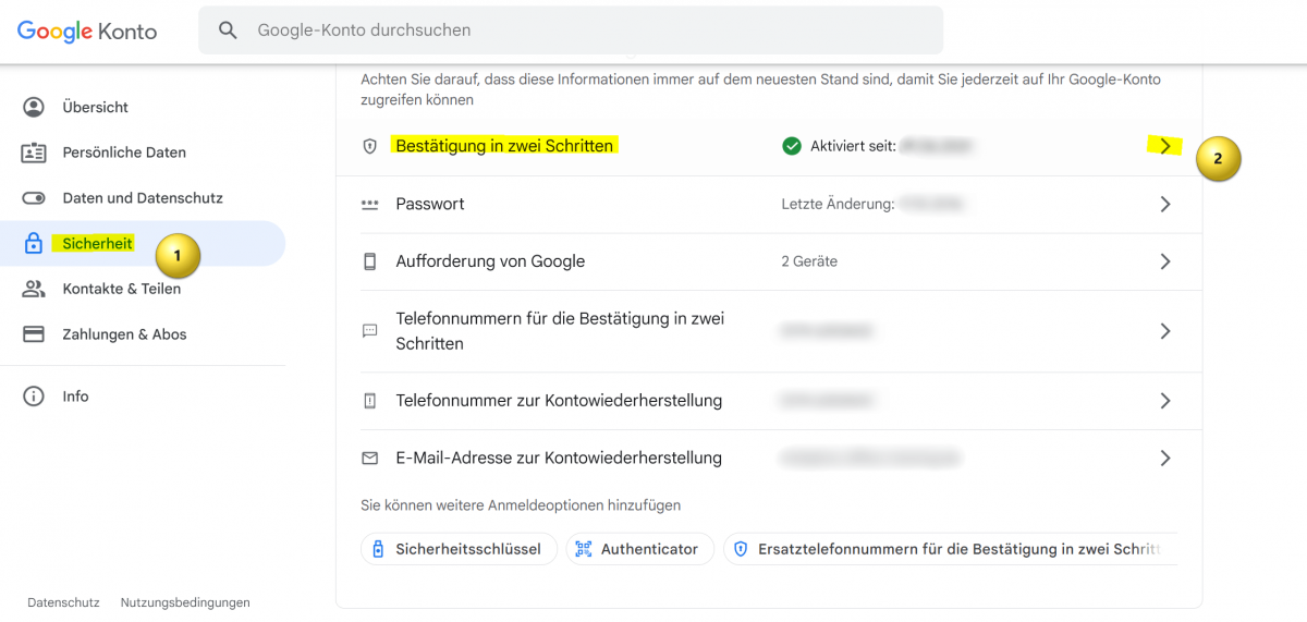Set up Google Backup Code - Tutorial