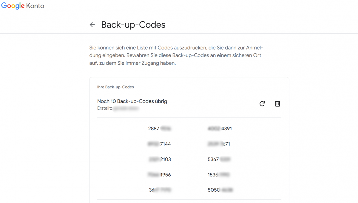 Set up Google Backup Code - Tutorial
