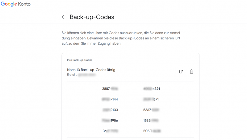 Set up Google Backup Code - Tutorial