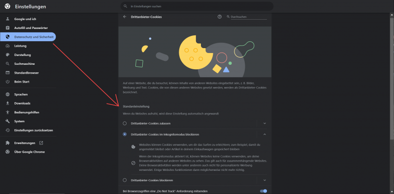 Die wichtigsten Cookie Einstellungen in Google Chrome