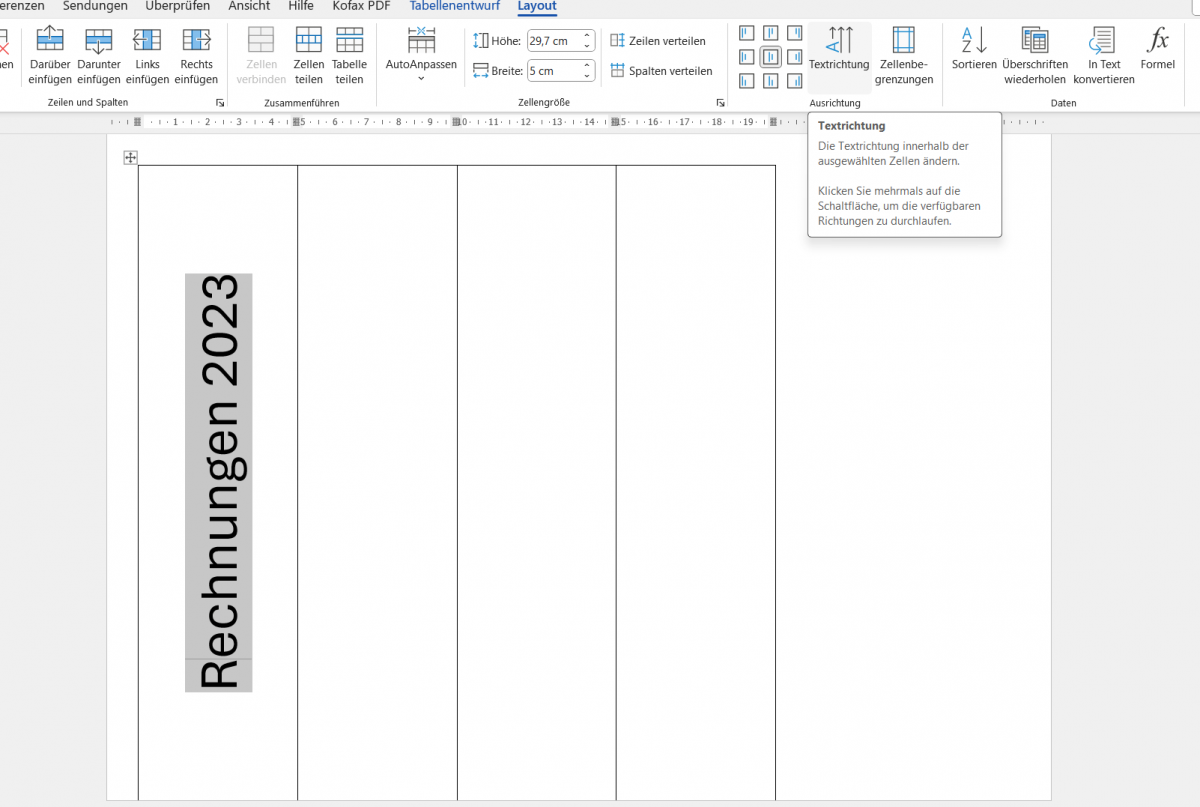 Ordnerrücken DIN A4 in Microsoft Word erstellen – Tutorial