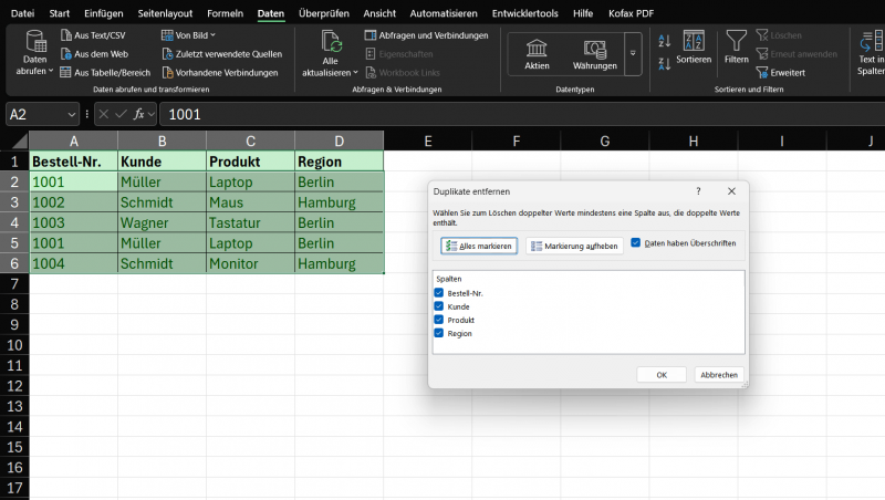 Excel-Tutorial: Duplikate schnell und sicher entfernen